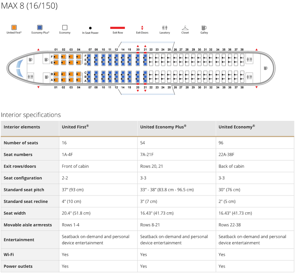 United 737 Max 8 Seat Map